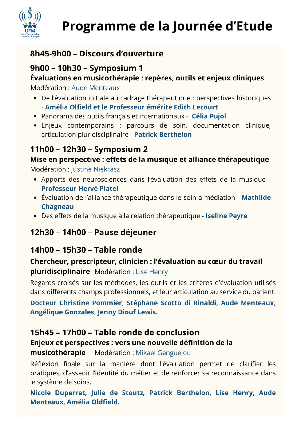 JOURNEE D’ETUDE DE L’UNION FRANCAISE POUR LA MUSICOTHERAPIE – LE 13 ...